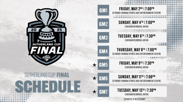 Schedule released for 2025 Sutherland Cup Final | GOHL | Greater ...